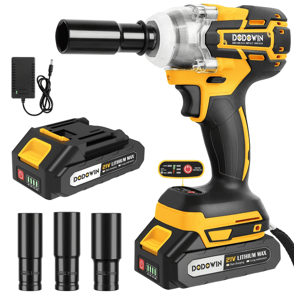 21V Brushless Cordless Impact Wrench Set, Electric Impact Gun for ...