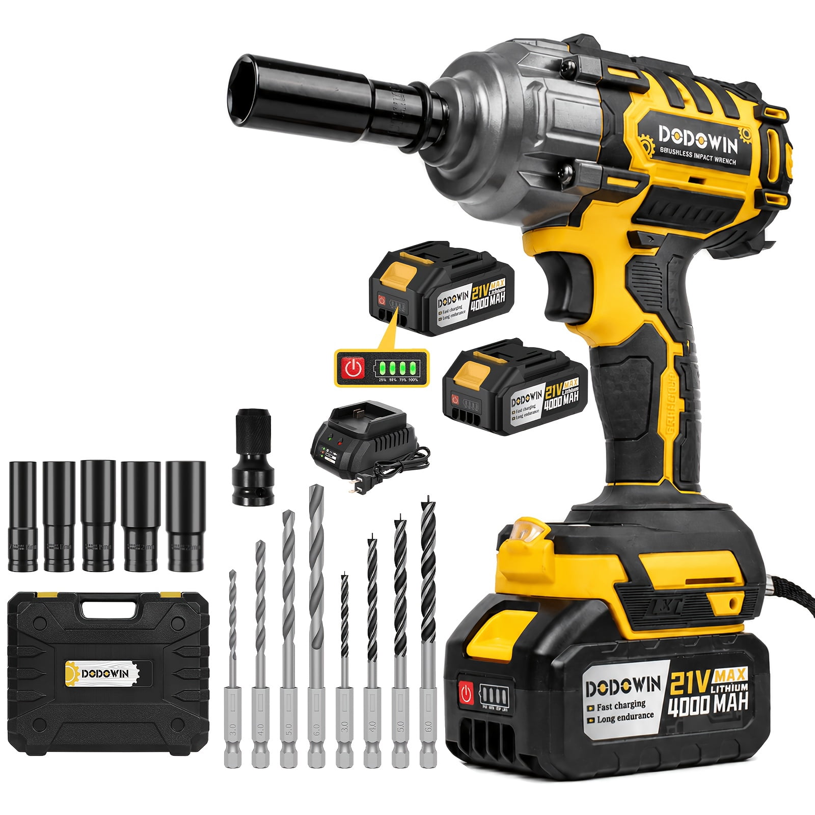 21V Brushless Cordless Impact Wrench Set, Electric Impact Gun for ...