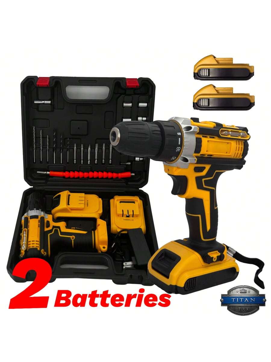 21V Brushless Drill Set with 2 Batteries, Charger & 36pc Bit Set, Heavy ...