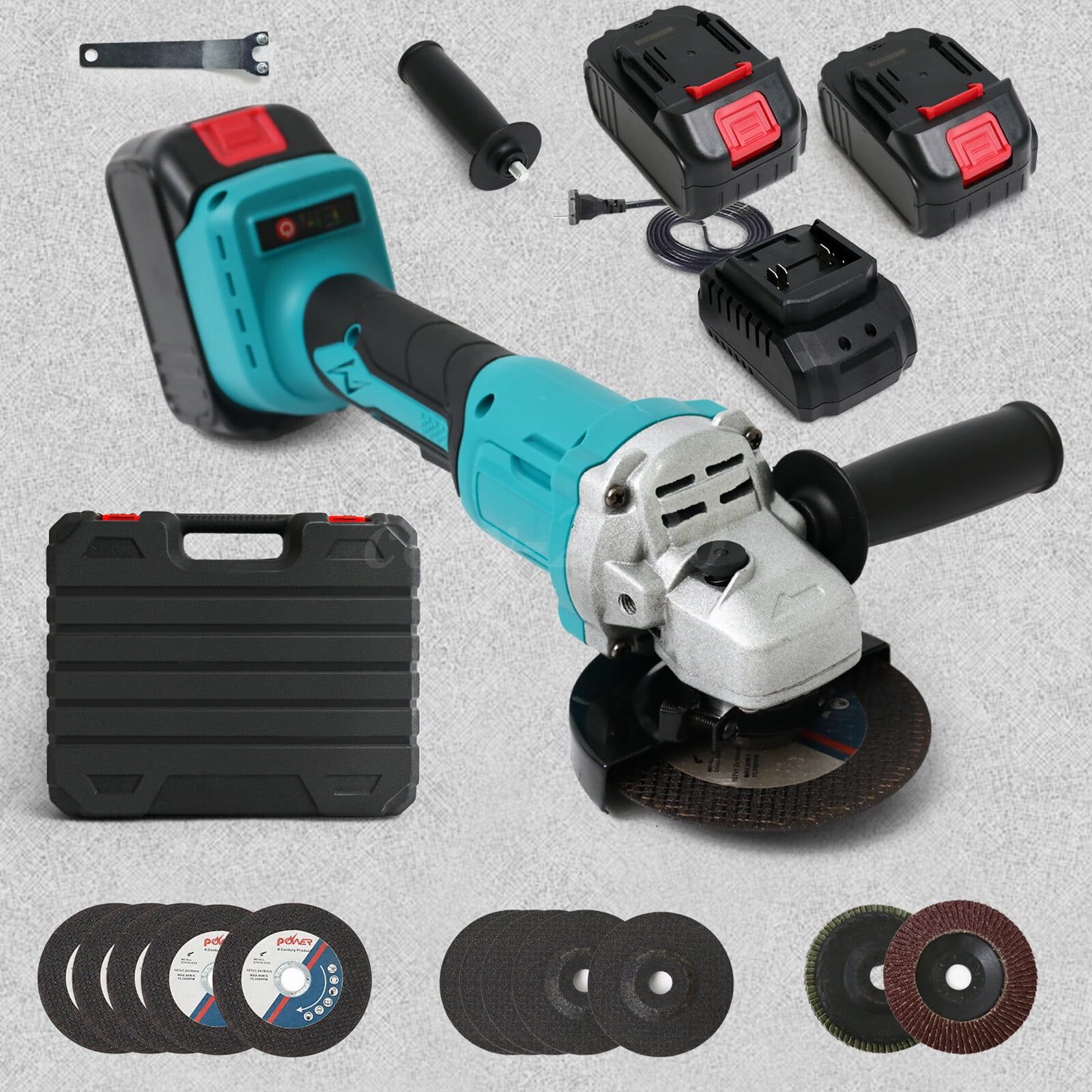 21V Cordless Angle Grinder Cutting Brushless Detail Sander W/ 2 Battery ...