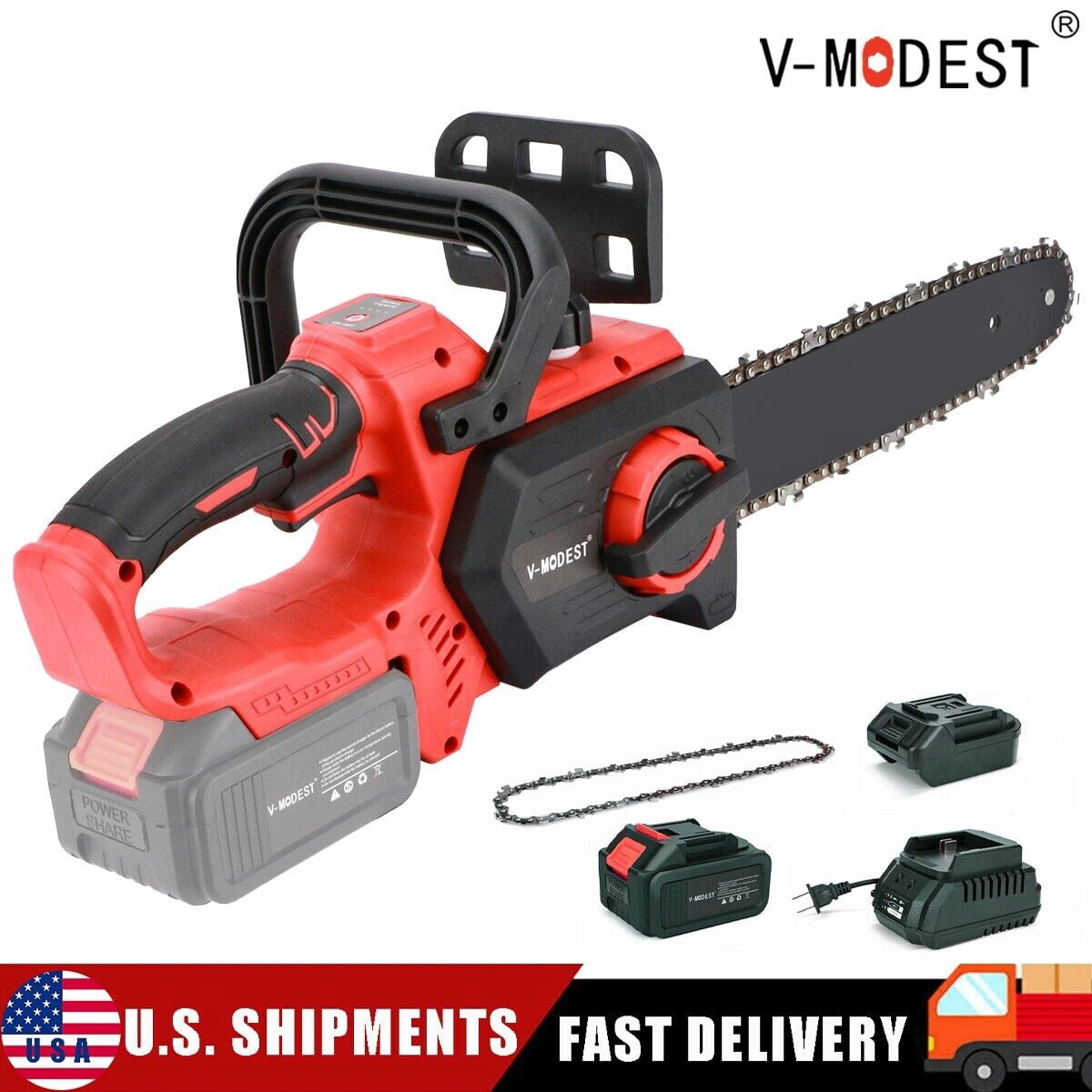 21V Cordless Chainsaw 12-Inch Brushless Electric Chain Saw with Safety ...