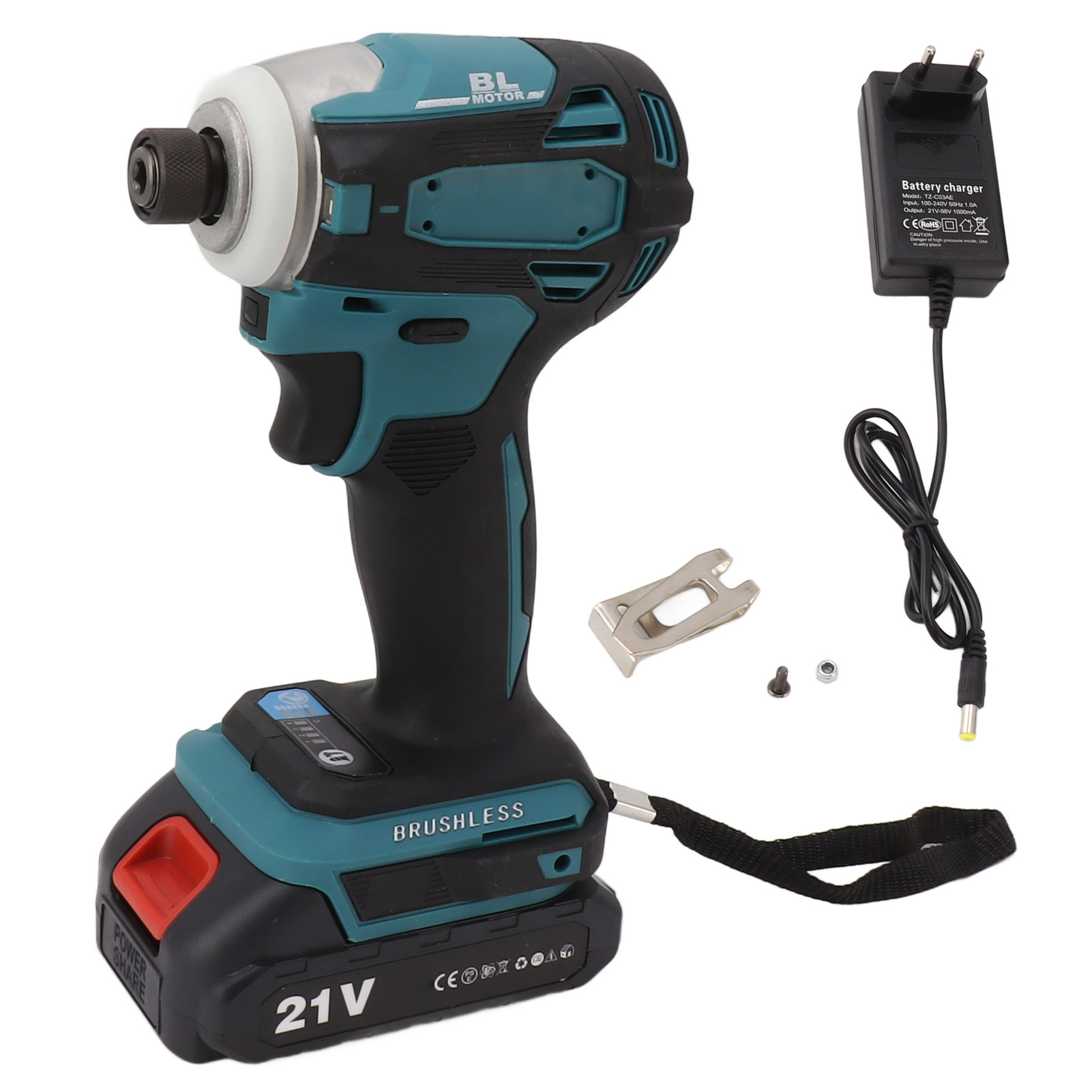 21V Cordless Drill Driver Set Brushless Motor Rechargeable Cordless ...