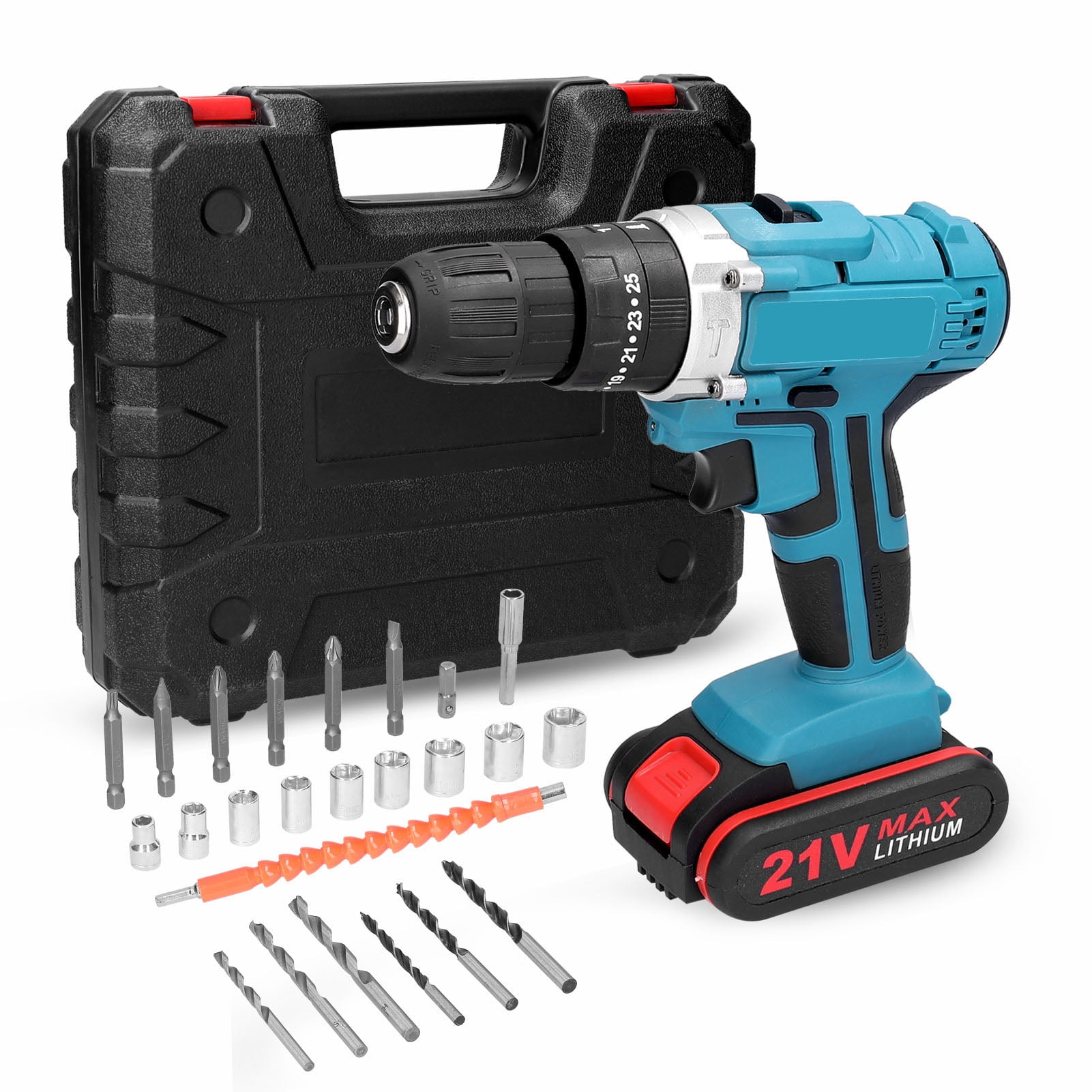 21V Cordless Drill, Electric Power Drill Set with Lightweight ...