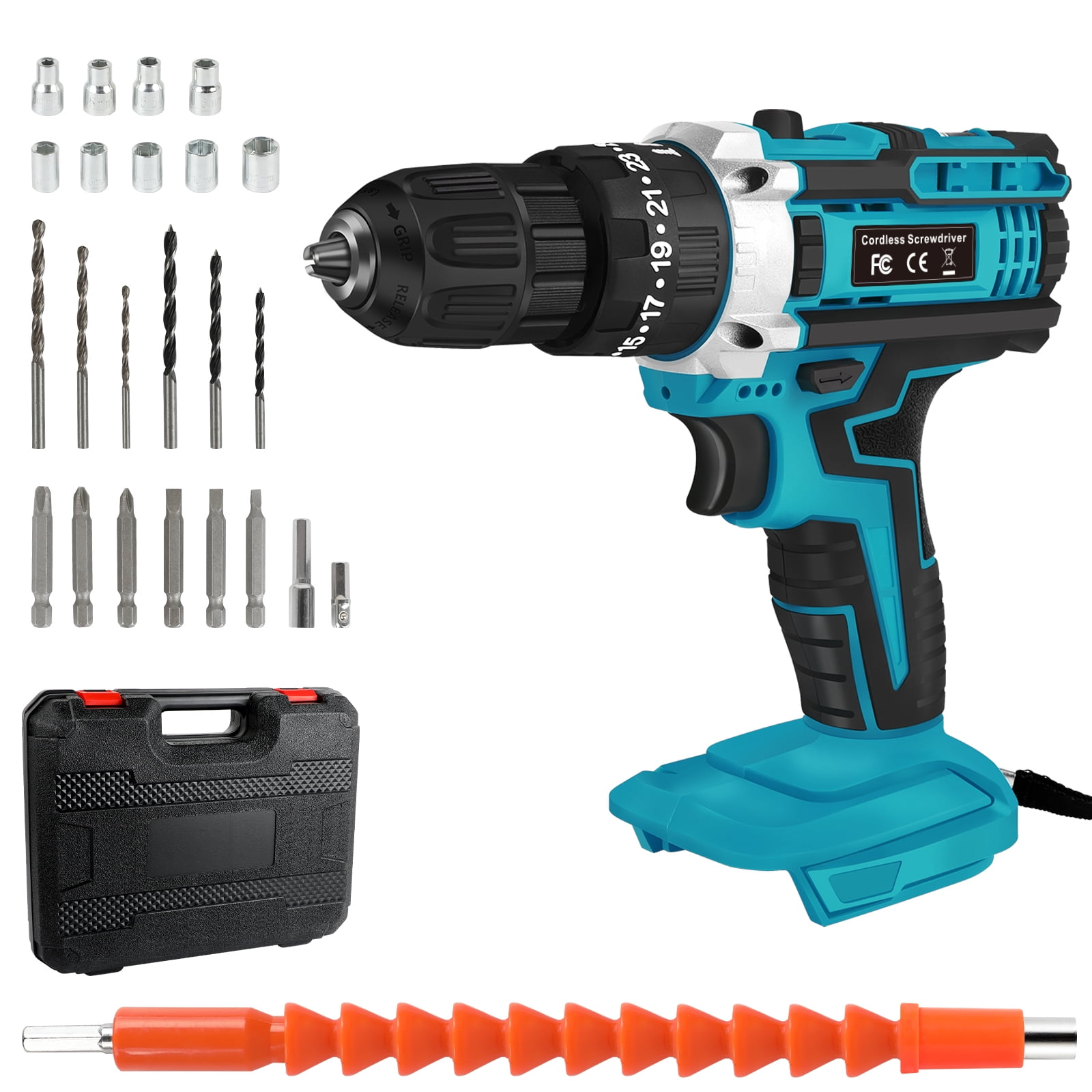 Huajiang Tech 21V Cordless Drill Driver, 1 Lithium Ion Battery, 25+1 Torque, 1500 RPM - Walmart.com