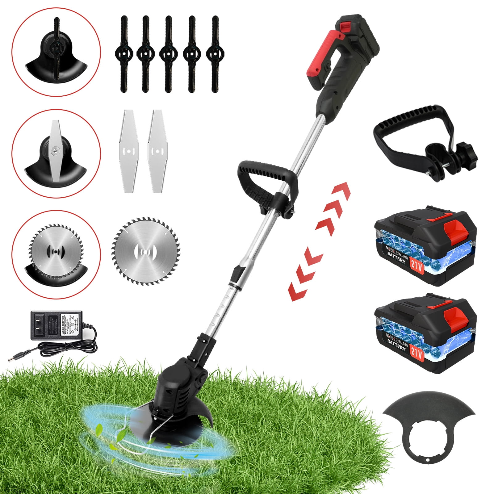 21V Cordless Grass Trimmer, 3.2lb Ultra-Lightweight Weed Wacker with 90 ...