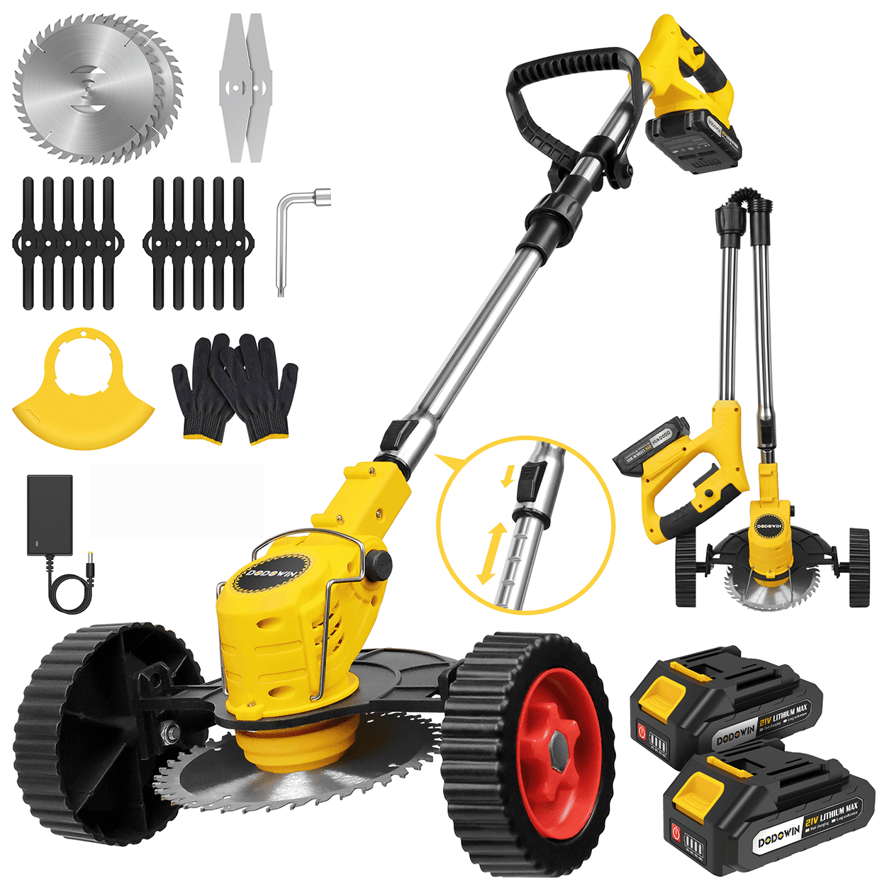 21V Cordless Grass Trimmer, Portable Lawn Edger & Weed Cutter for Yard ...