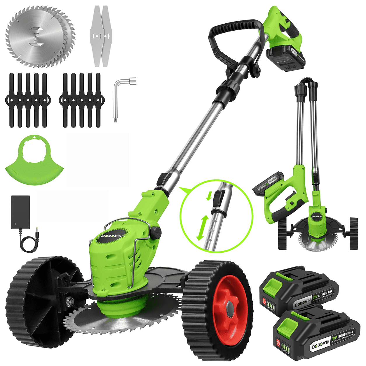 21V Cordless Grass Trimmer, Portable Lawn Edger & Weed Cutter for Yard ...
