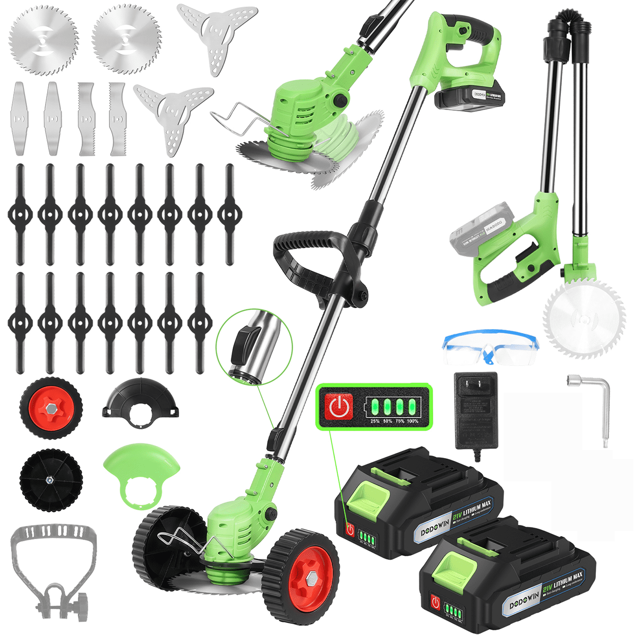 21V Cordless Grass Trimmer, Portable Lawn Edger & Weed Cutter for Yard ...