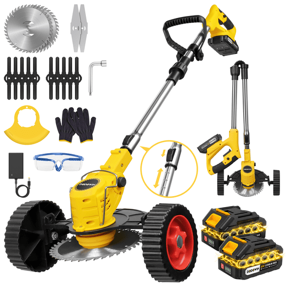 21V Cordless Grass Trimmer, Portable Lawn Edger & Weed Cutter for Yard ...
