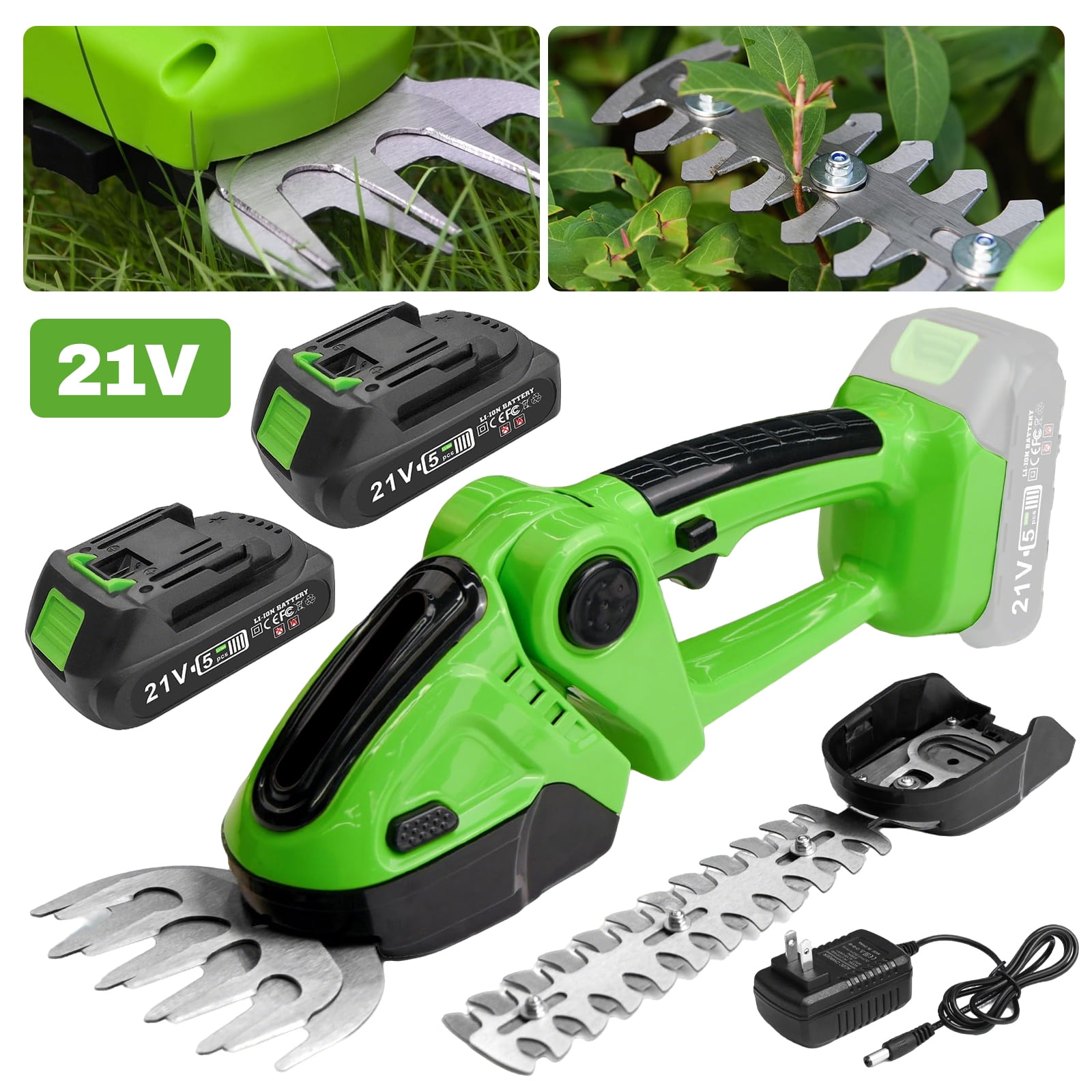 21V Cordless Hedge Trimmer,DFITO 2-in-1 Grass Shear & Shrubbery Trimmer ...