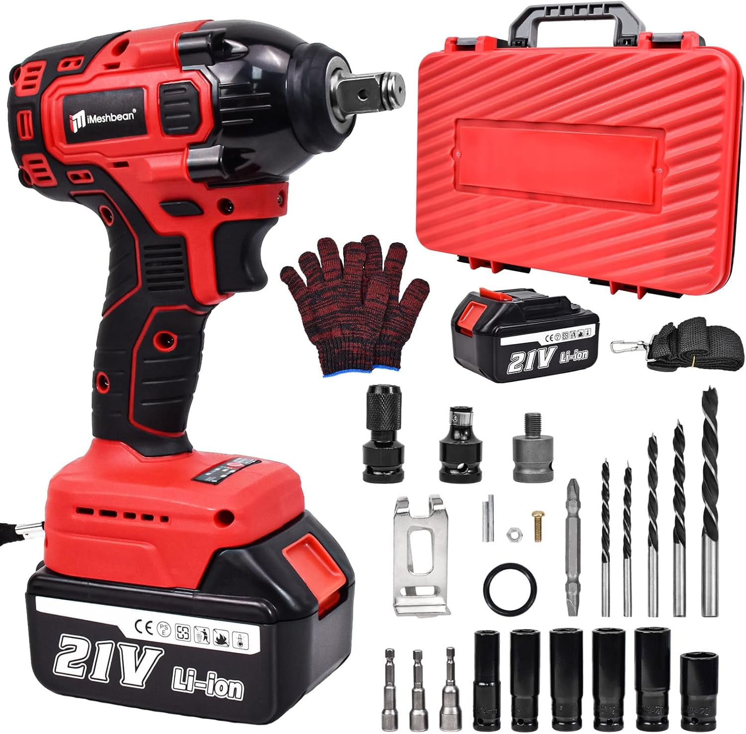 21V Cordless High Torque Impact Wrench 1/2 inch,Brushless Motor Max ...
