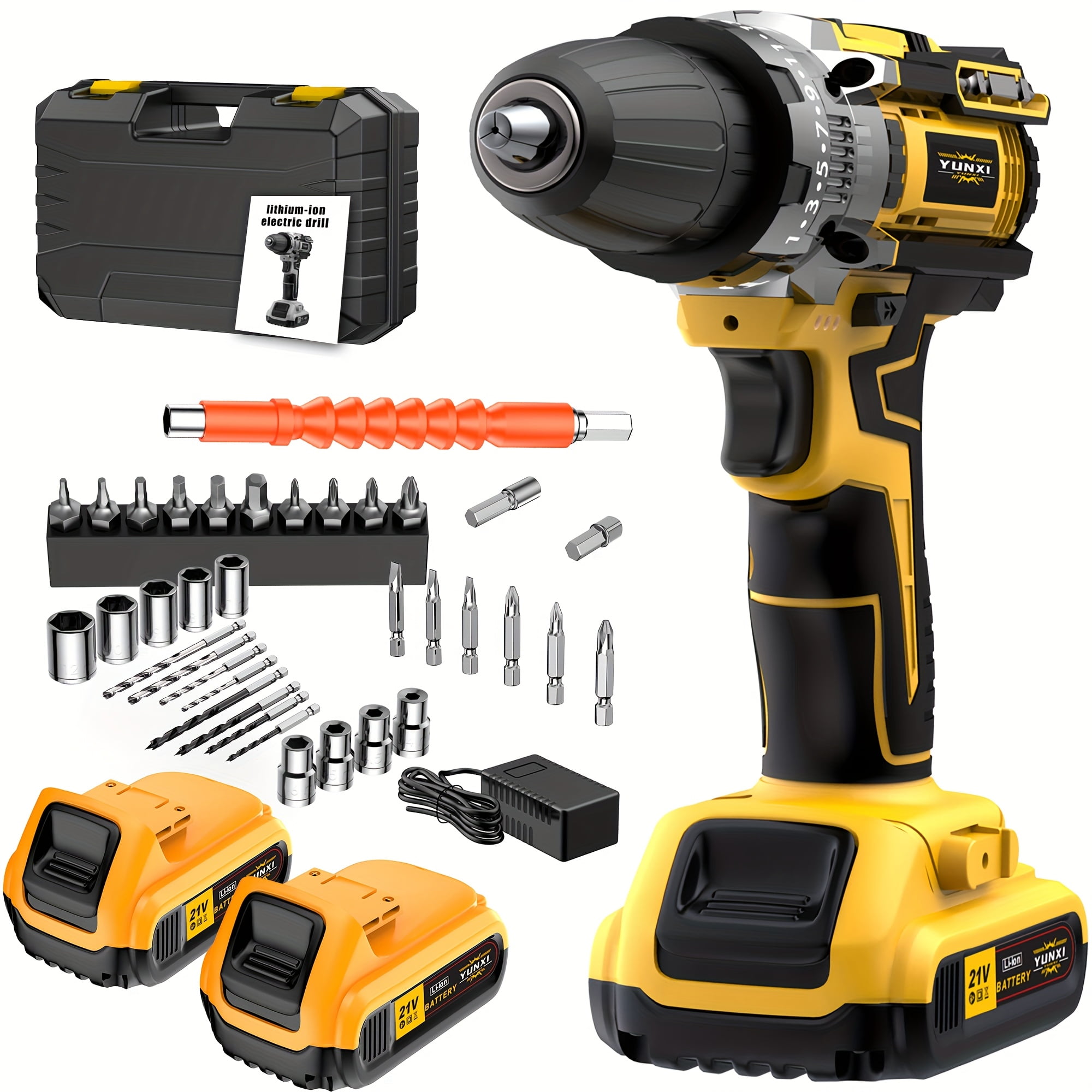 21V Cordless Impact Drill/Driver - Work Light, Ergonomic Grip, 36V-like ...