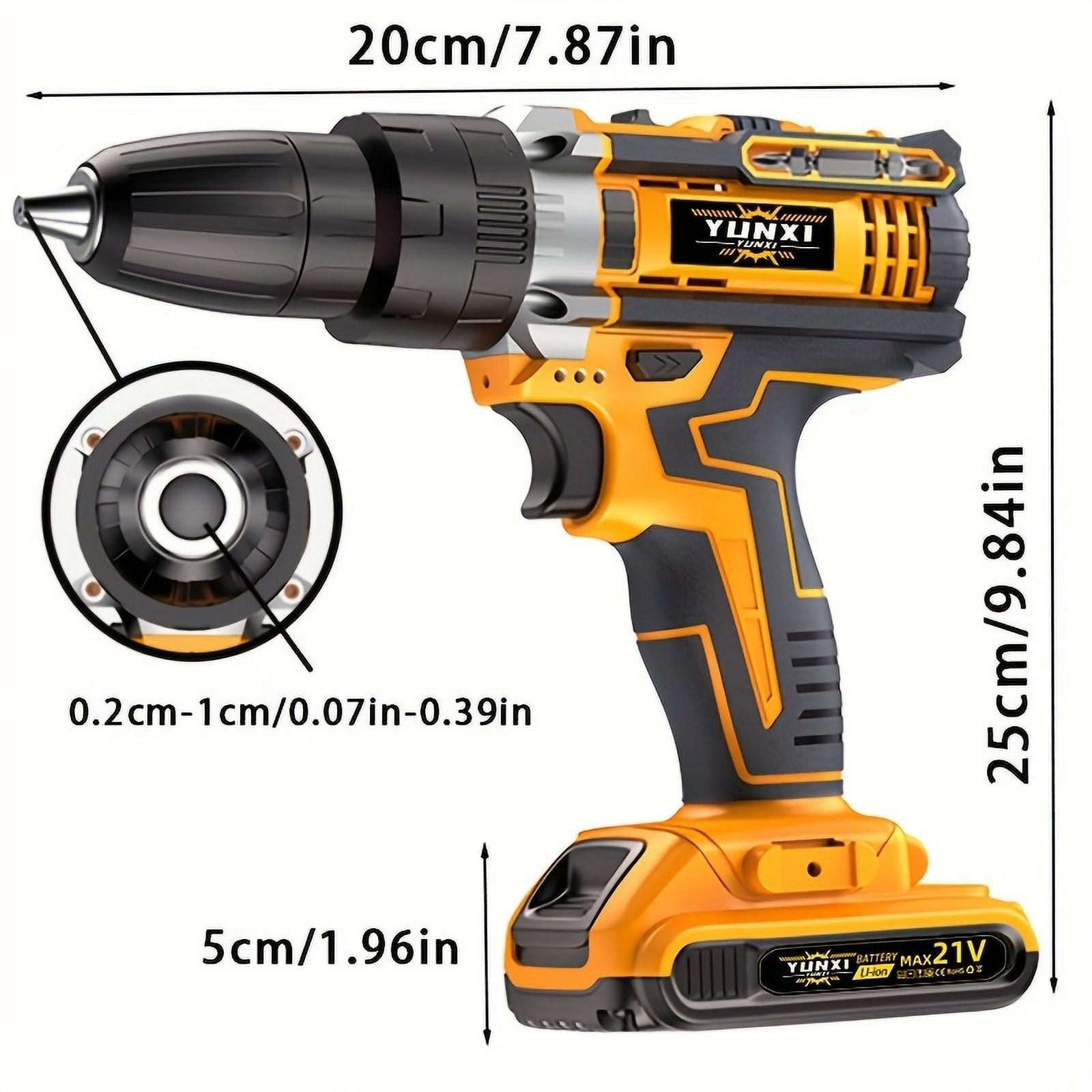 21V Cordless Impact Drill Set - 2x2000mAh Batteries &Quick Charger ...