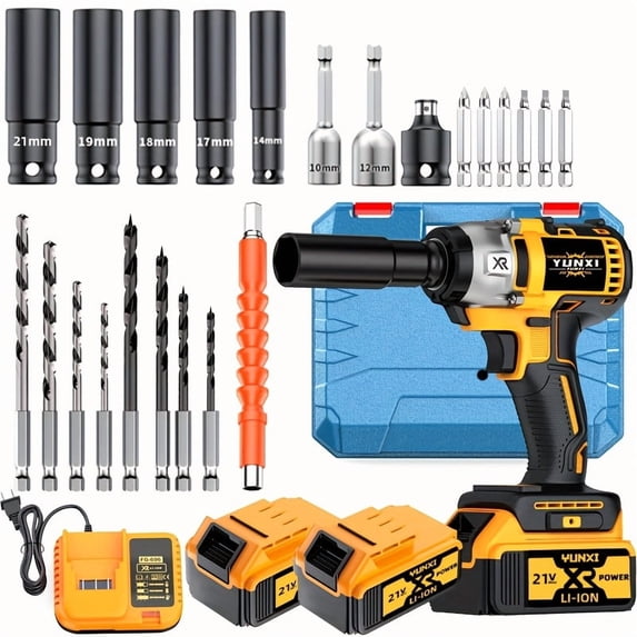 21V Cordless Impact Drill Set - with Battery & Quick Charger, Drill ...