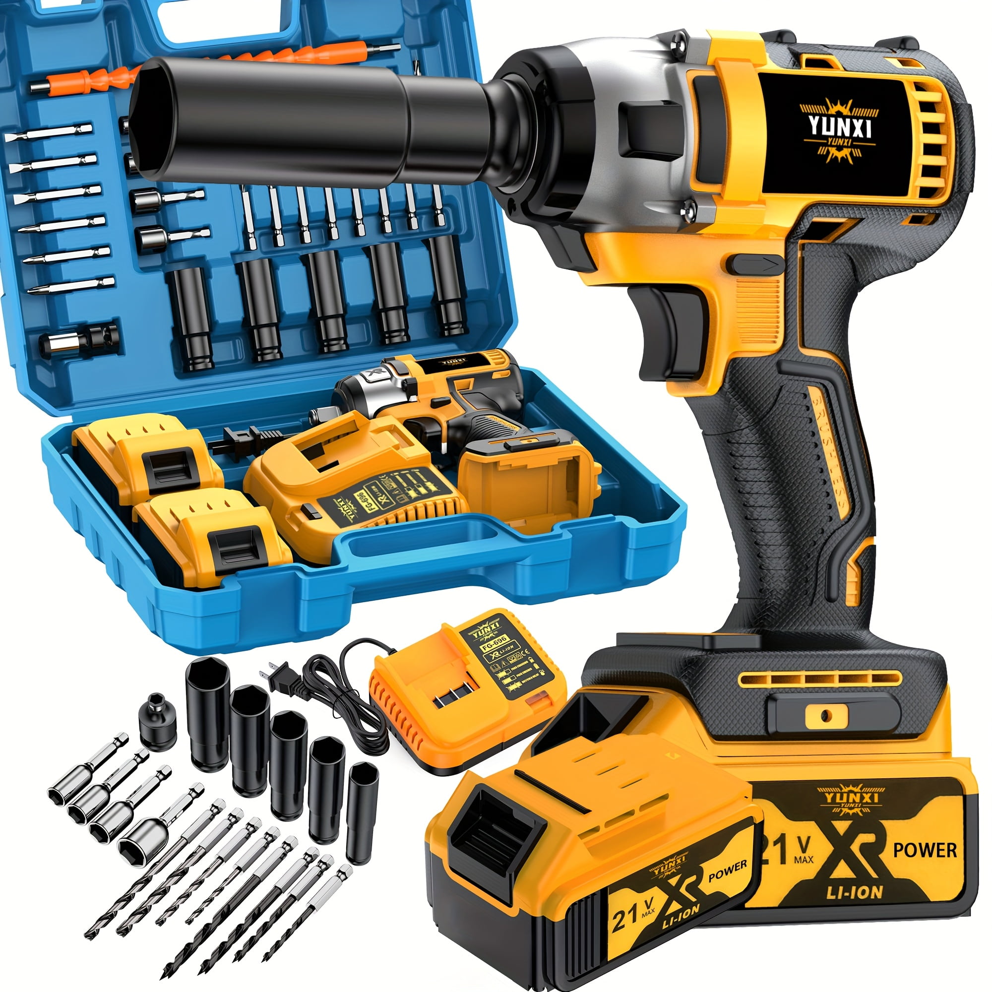 21V Cordless Impact Drill Set - with Battery & Quick Charger, Drill ...