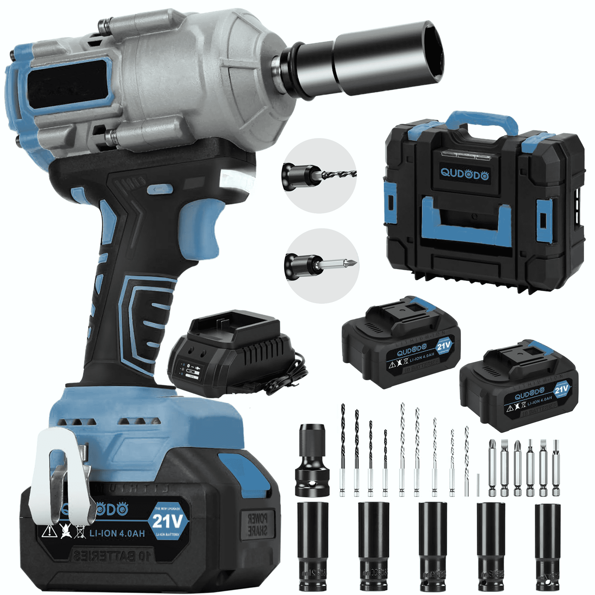 21V Cordless Impact Wrench, 1/2 inch 1000N.m Max Torque, 3000rpm Speed ...