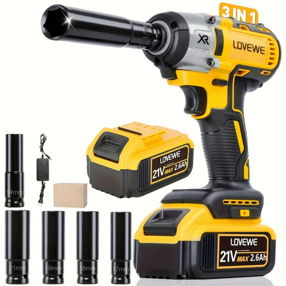 21V Cordless Impact Wrench 350N.m - Brushless Electric Drill Kit ...