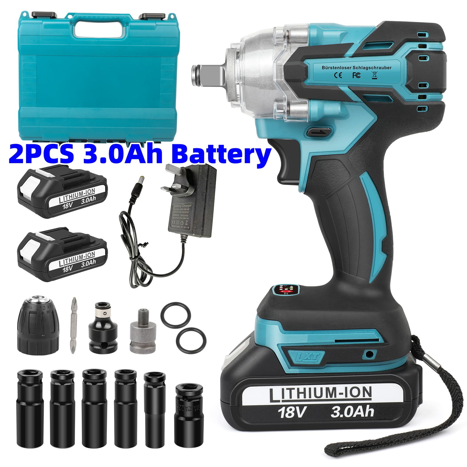 Huajiang Tech 650W 21V, 1/2" Cordless Impact Wrench 3Ah, 3200 RPM - Walmart.com