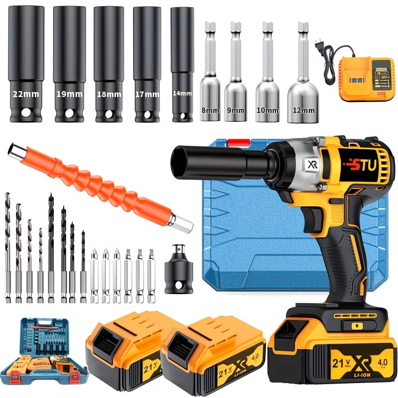 21V Cordless Impact Wrench Wireless Drill Kit, Brushless Electric ...