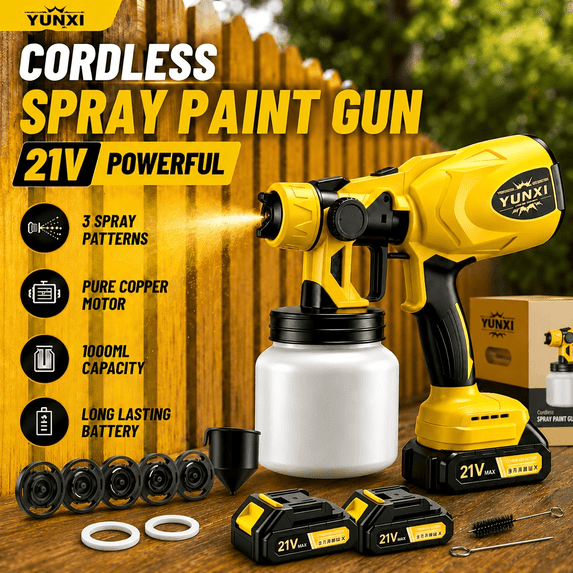 21V Cordless Paint Sprayer with 2 Luxury Batteries, High‑Pressure ...