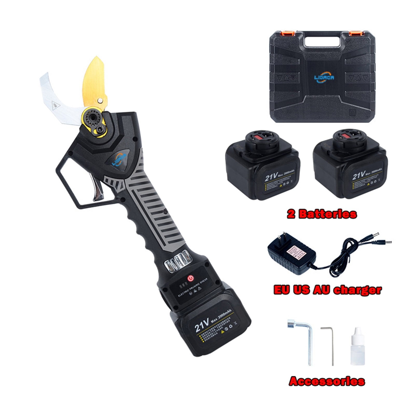 21V Cordless Pruner Lithium-ion Progressive Pruning Shear Efficient ...