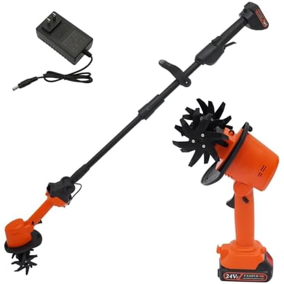 21V Cordless Tiller Cultivator, Electric Garden Tiller with 1.5Ah ...