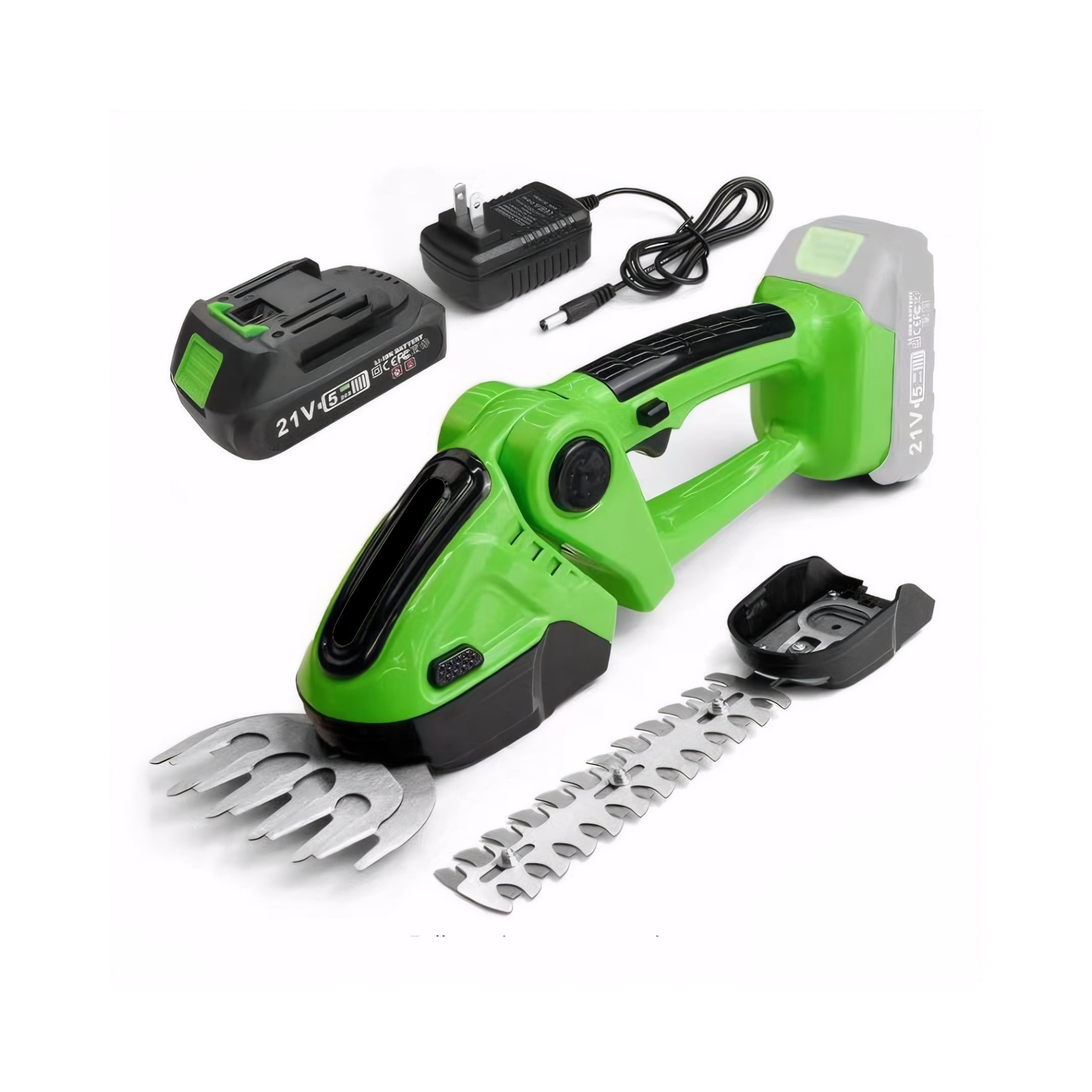21V Electric Cordless Hedge Trimmer With 2 Rechargeable Batteries ...