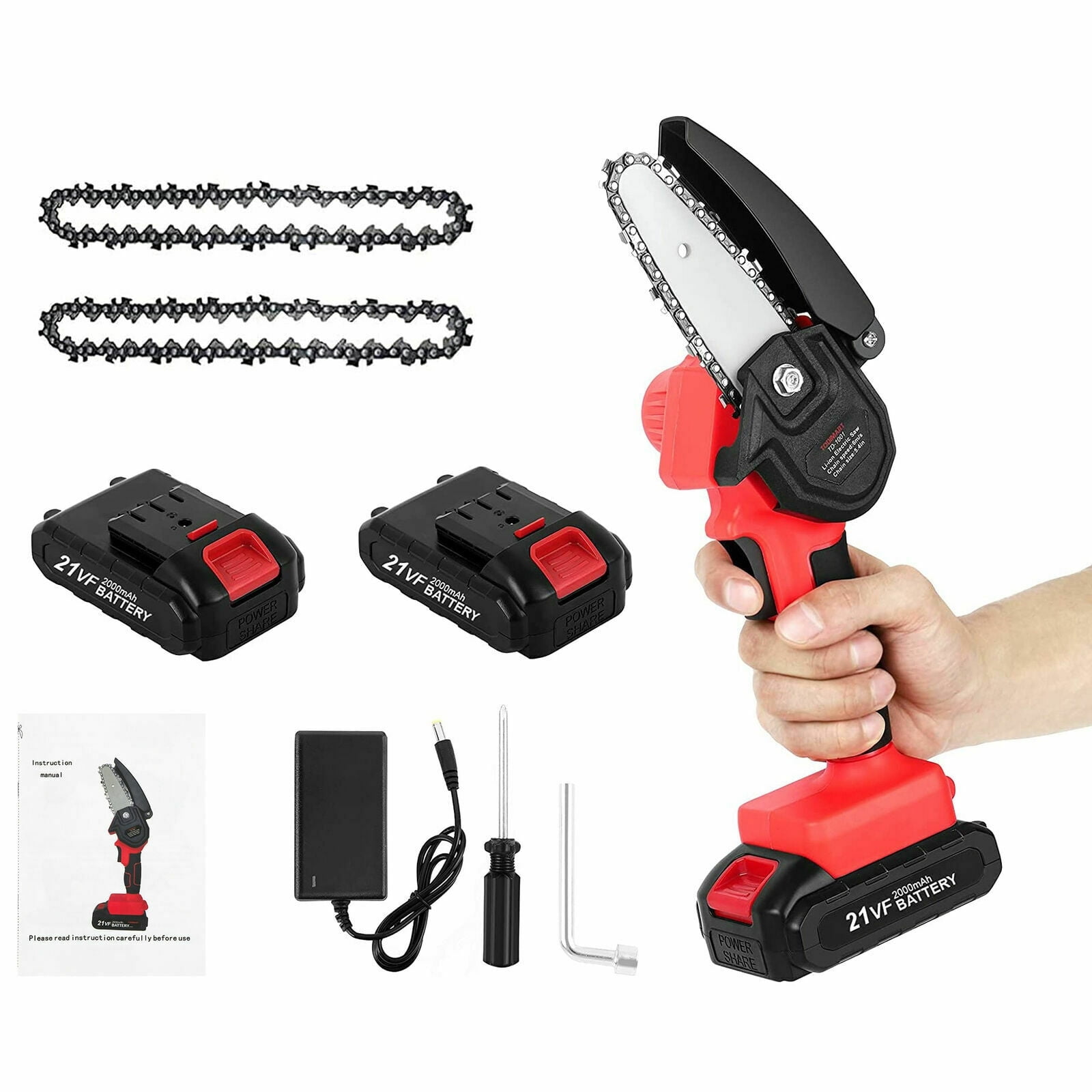 21V Handheld Cordless Electric Mini Chainsaw with 2 Battery - Walmart.com