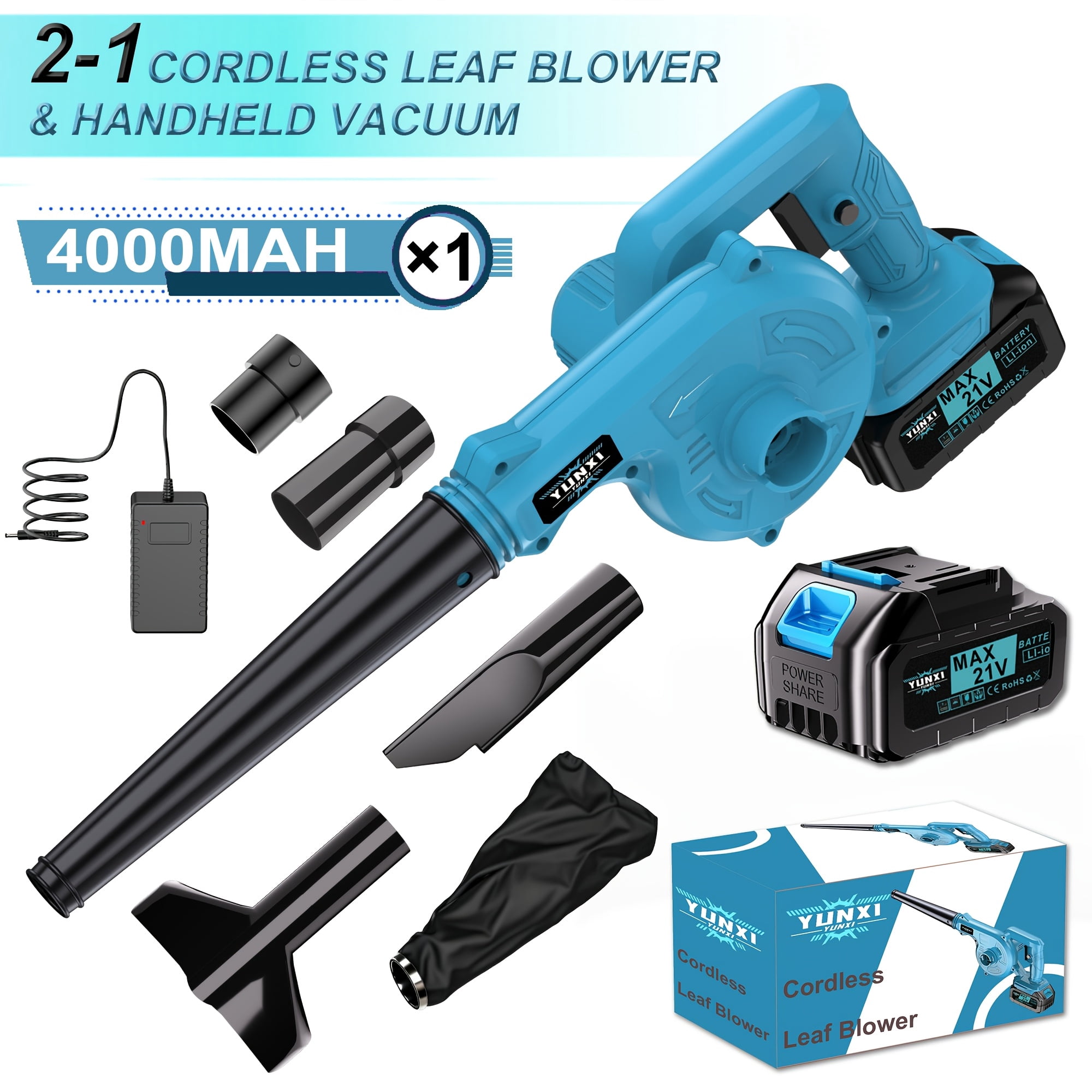 21V High Power Turbojet Leaf Blower, Lightweight Ergonomic Blower with ...