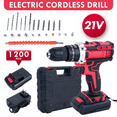 21V Power Drill with Battery and Charger, Electric Cordless Drill Set ...
