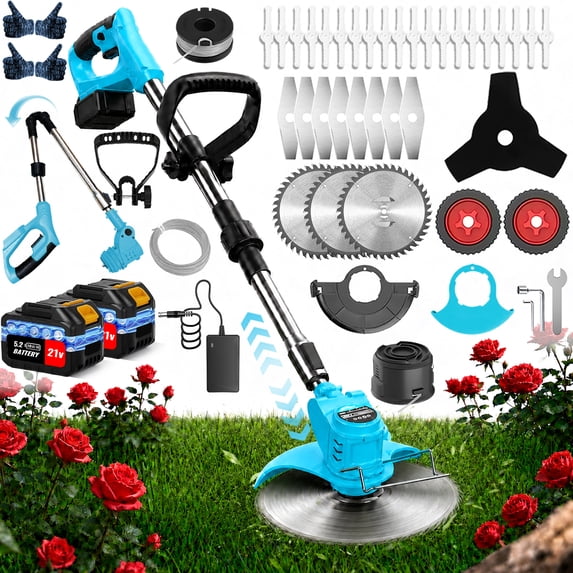 21V lithium-ion heavy-duty electric lawn mower with a portable design ...