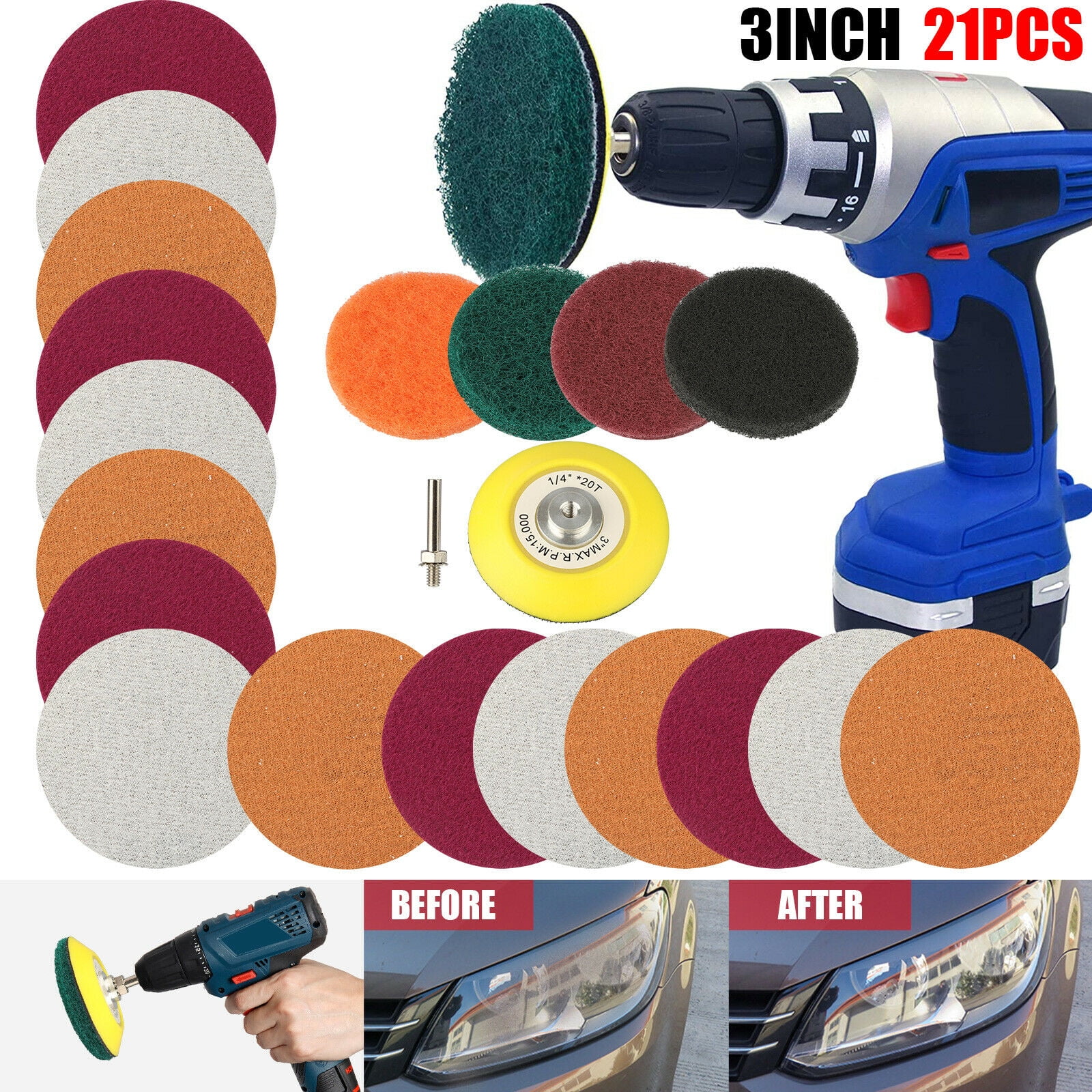21X 3" Car Headlight Lens Restoration Repair Kit Polishing Cleaner ...