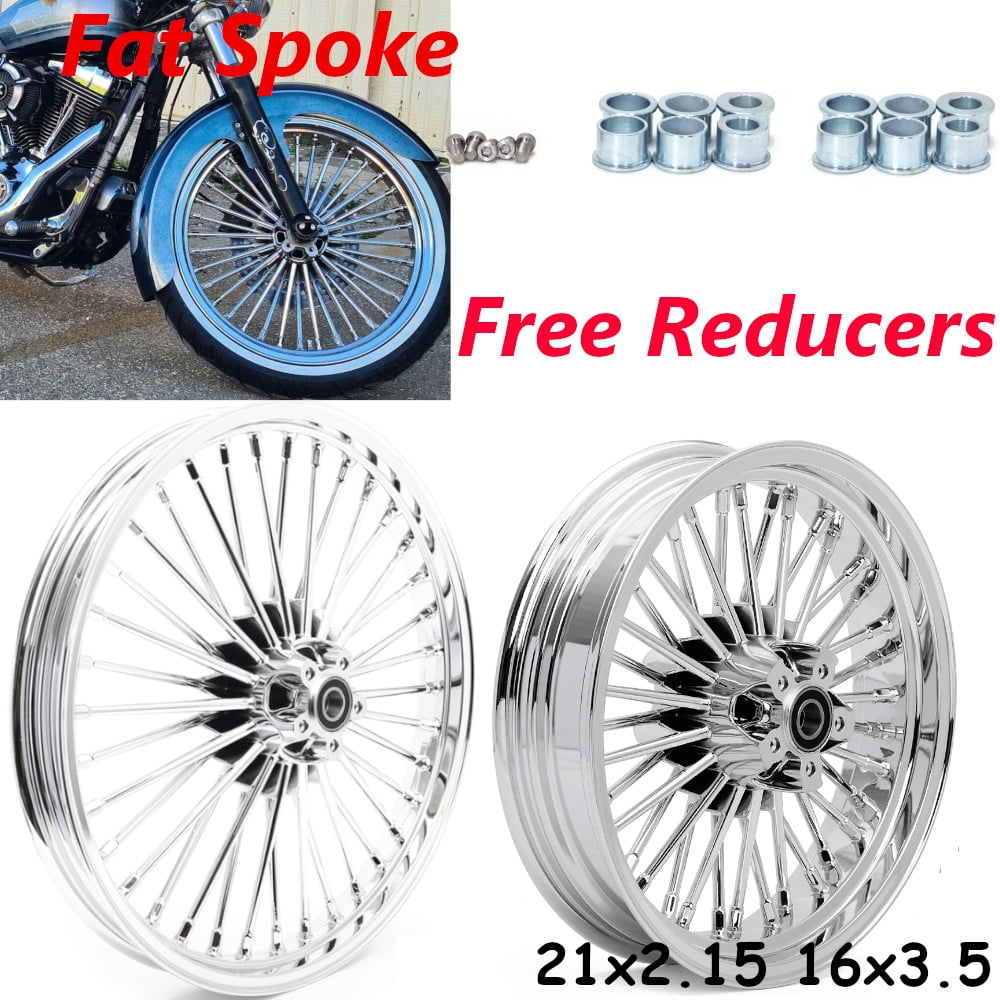 Alloy Chrome 21X2.15 16X3.5 Fat Spoke Front Rear Wheels Rims for Harley ...