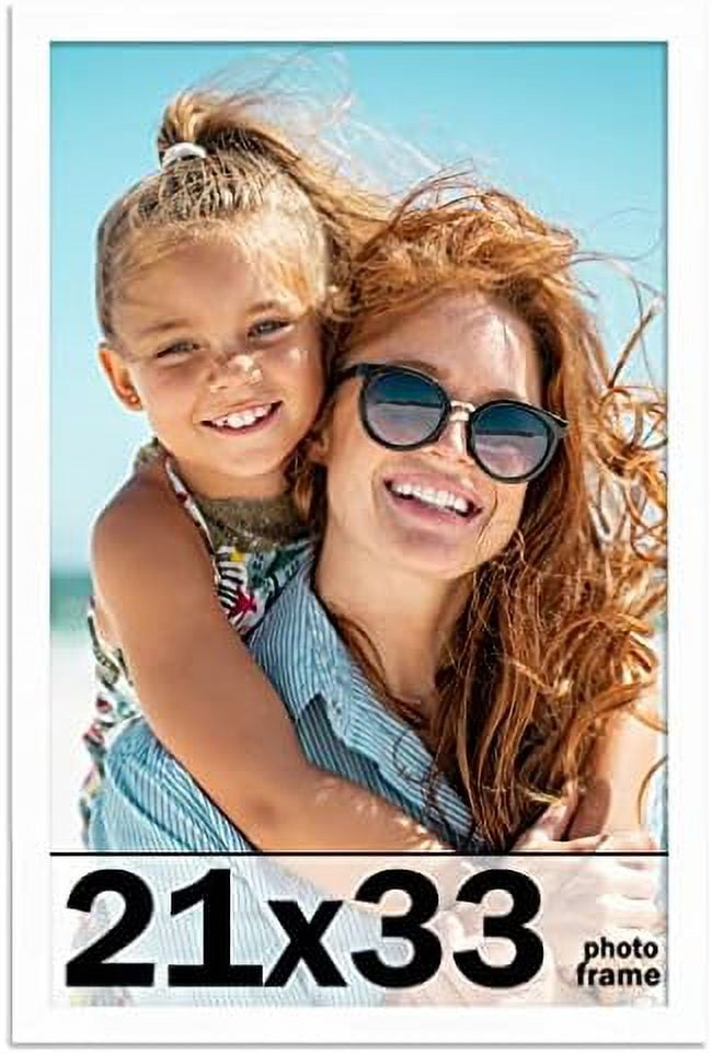 21X33 Frame White Solid Wood Picture Frame Includes UV Shatter Guard ...