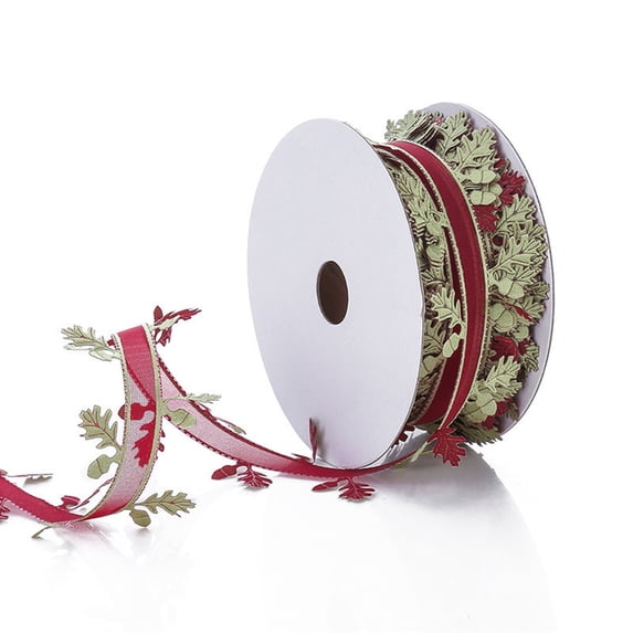 21Yards Leaves Ribbon 40mm Wide Christmas Decorative Ribbons for ...