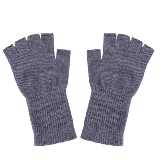 21cm 1 Pair Unisex Half Finger Gloves Winter Knit Warm Mittens ...