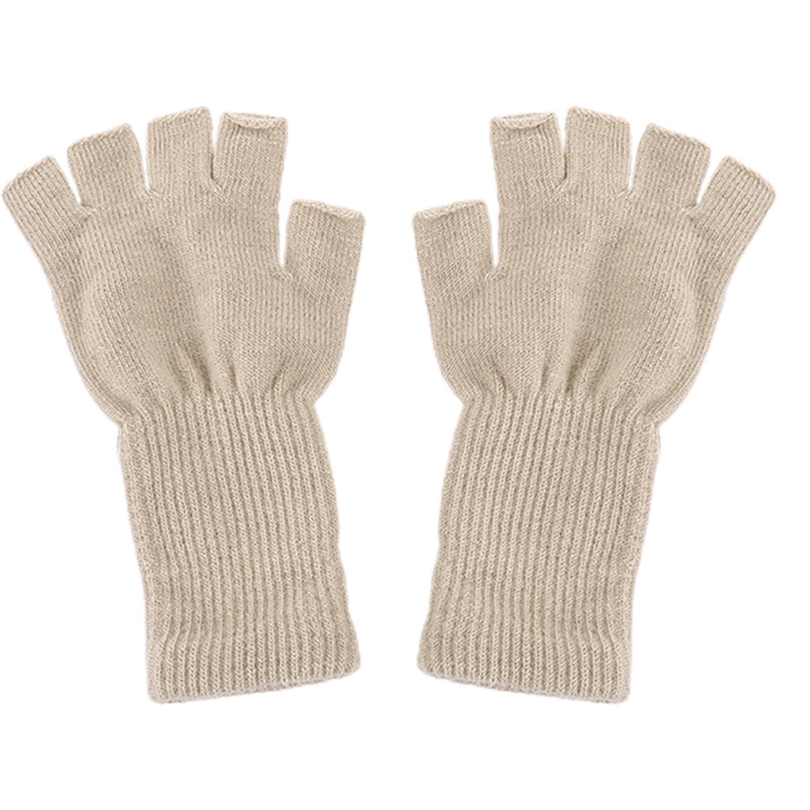 21cm 1 Pair Unisex Half Finger Gloves Winter Knit Warm Mittens ...