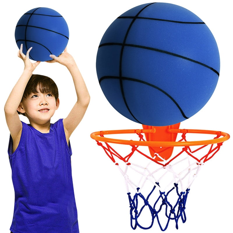 21cm Bouncing Mute Basketball with Rim, Size 5 Silent Basketball Indoor ...