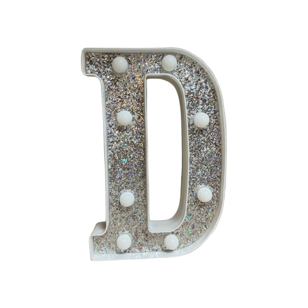21cm Letters with LED Light Silver Alphabet Alphanumeric Night Home ...