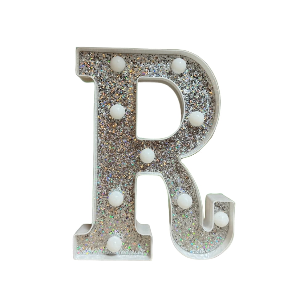 21cm Letters with LED Light Silver Alphabet Alphanumeric Night Home ...