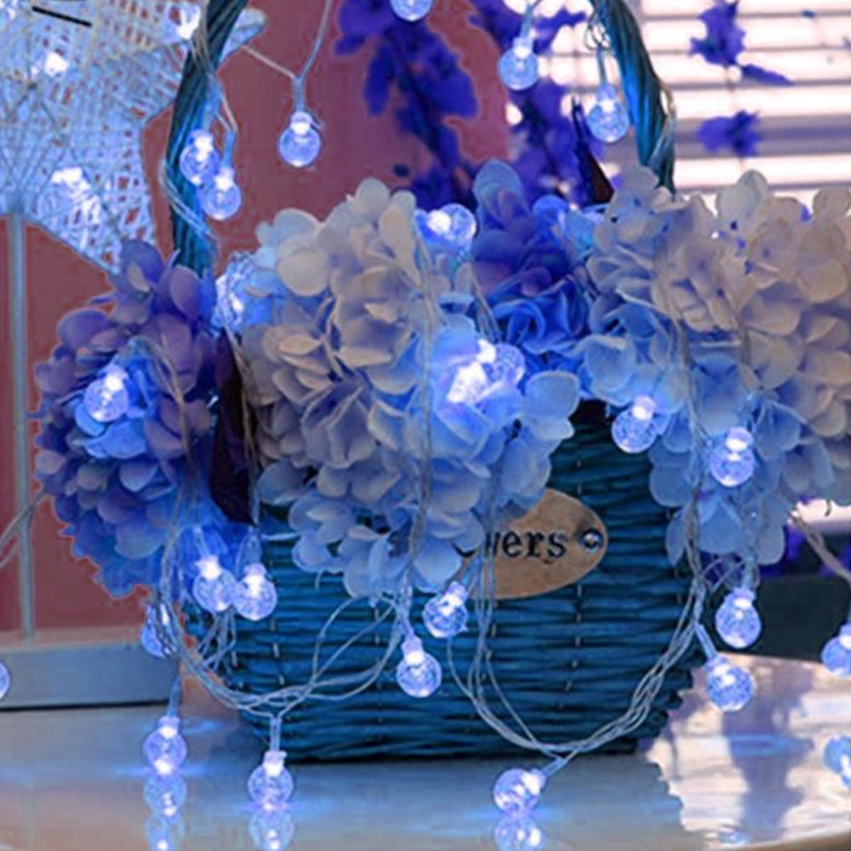 21ft 30 LED Solar Globe Fairy String Lights , Outdoor Bulb Pathway Wall ...