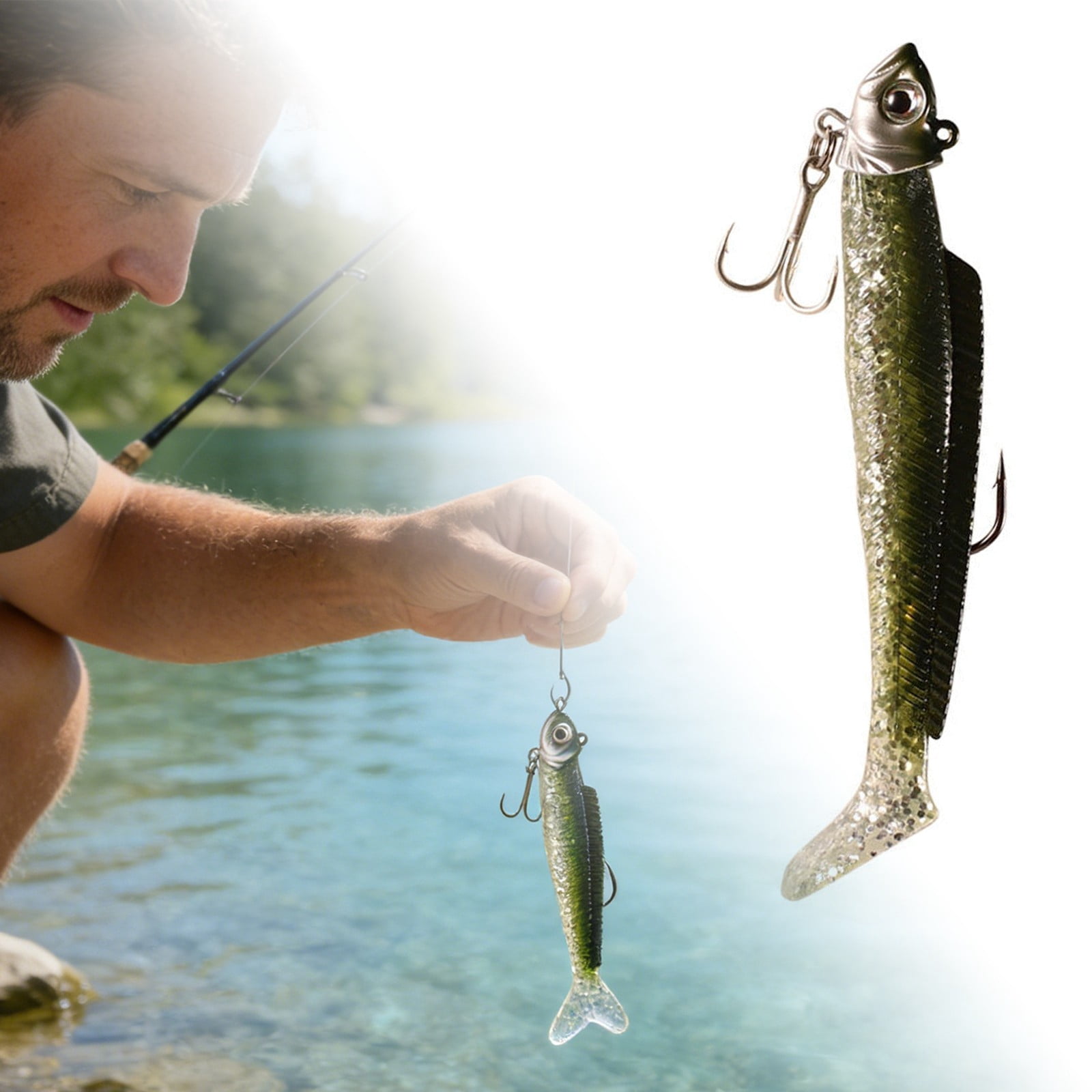 21g Lead Headed Softbait Night Light T Tail 10cm Long Range Casting for ...