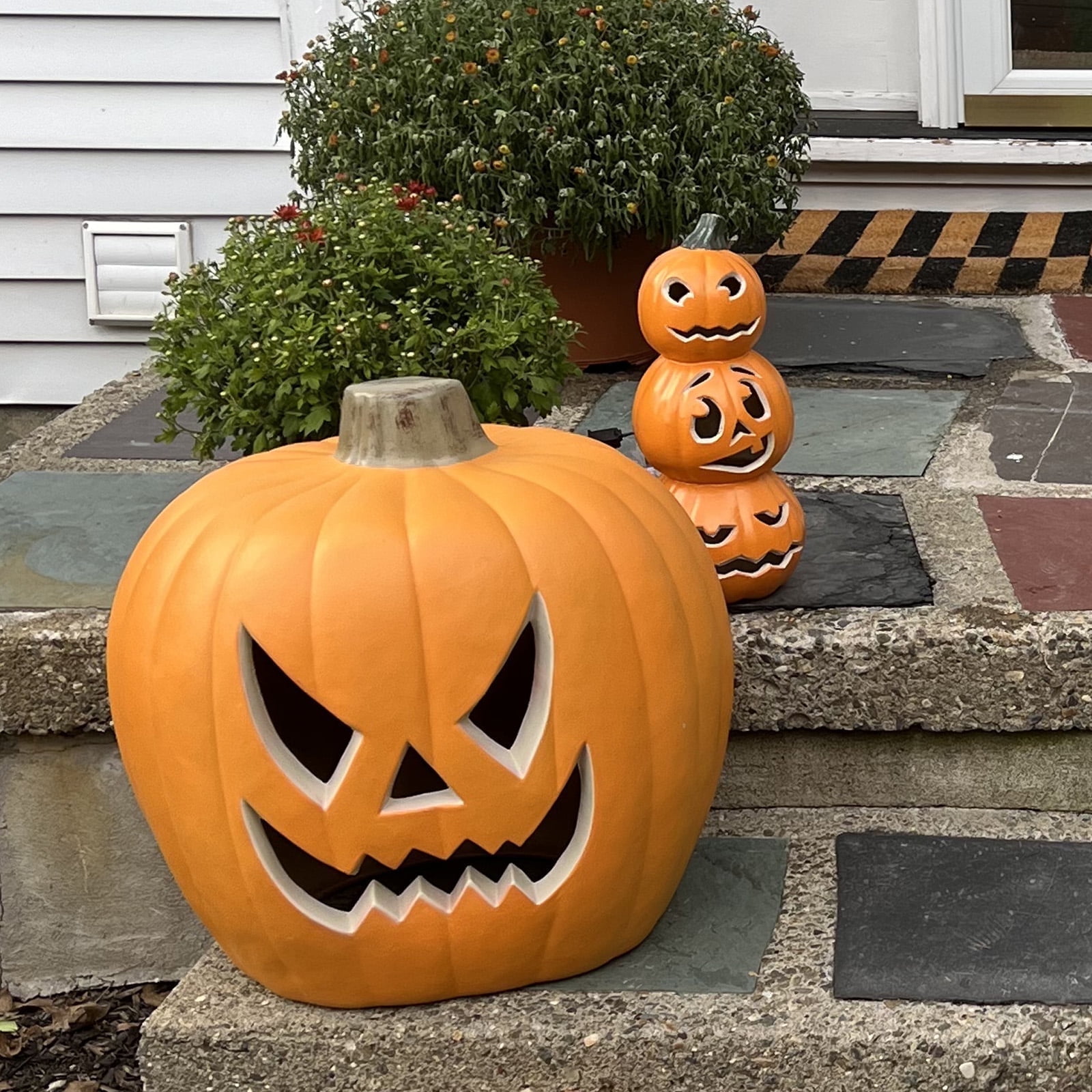 Gamexcel 21in+15in Pre-Lit Jack O Lantern Pumpkin Lantern, Indoor ...