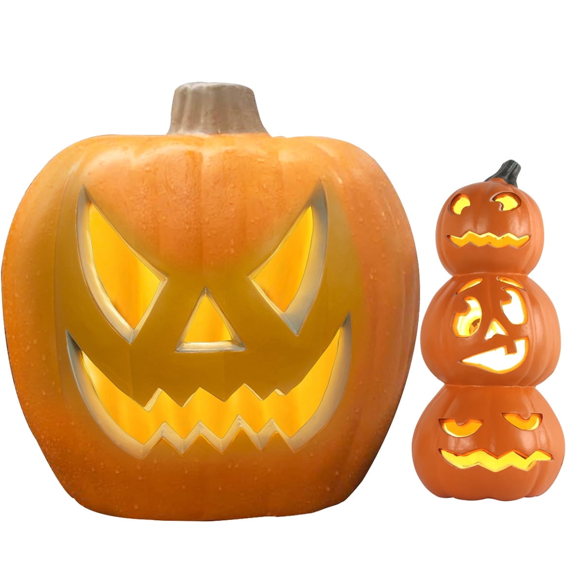 21in+15in LED Light Up Jack O Lantern Pre-lit Halloween Pumpkin Lantern ...