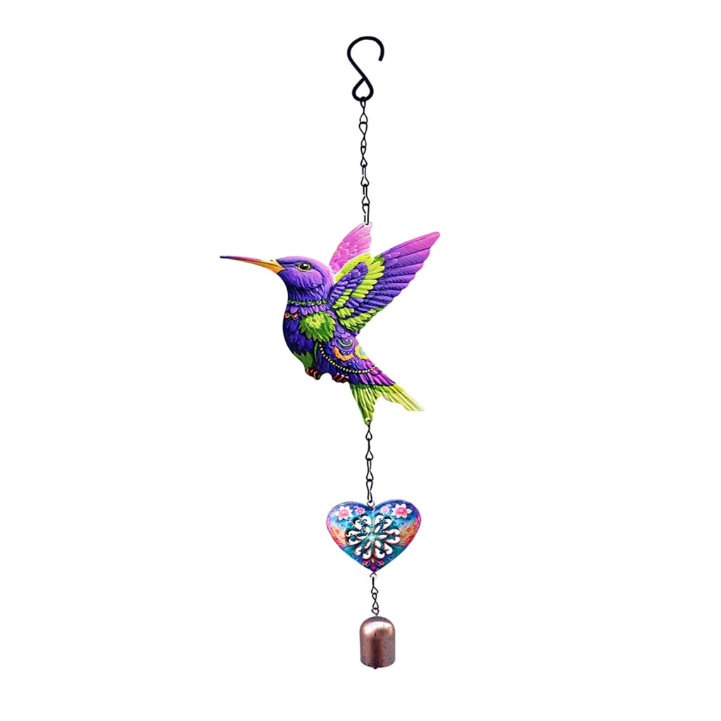 21inch Artistic Hummingbird Wind Chimes With Heart Design For Window ...