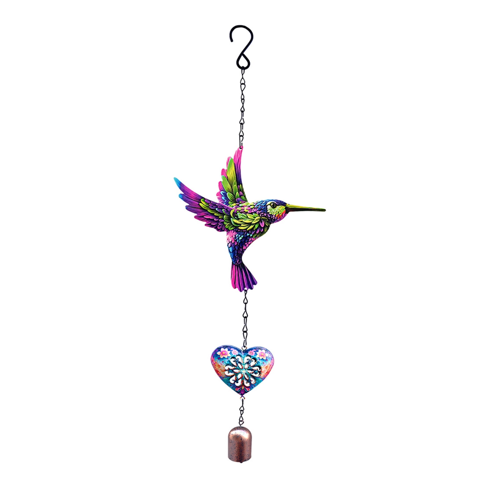 21inch Artistic Hummingbird Wind Chimes With Heart Design For Window ...