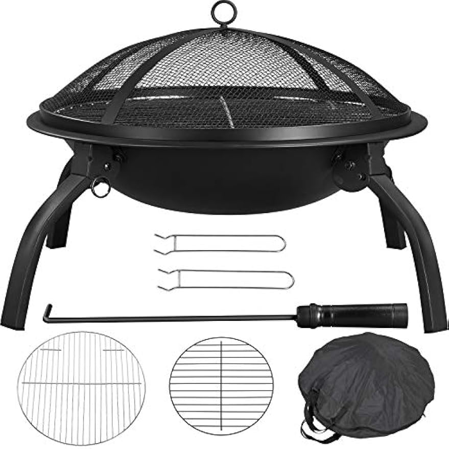 21inch Fire Pit Portable Folding Steel Fire Bowl Garden Treasures Fire ...