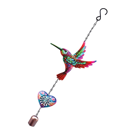 21inch Iron Construction Hummingbird Wind Chimes Outdoor Decoration ...
