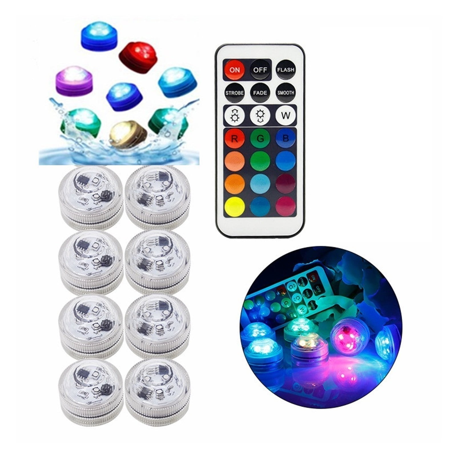21key Remote Control RGB Submersible Light IP68 Battery Operated ...