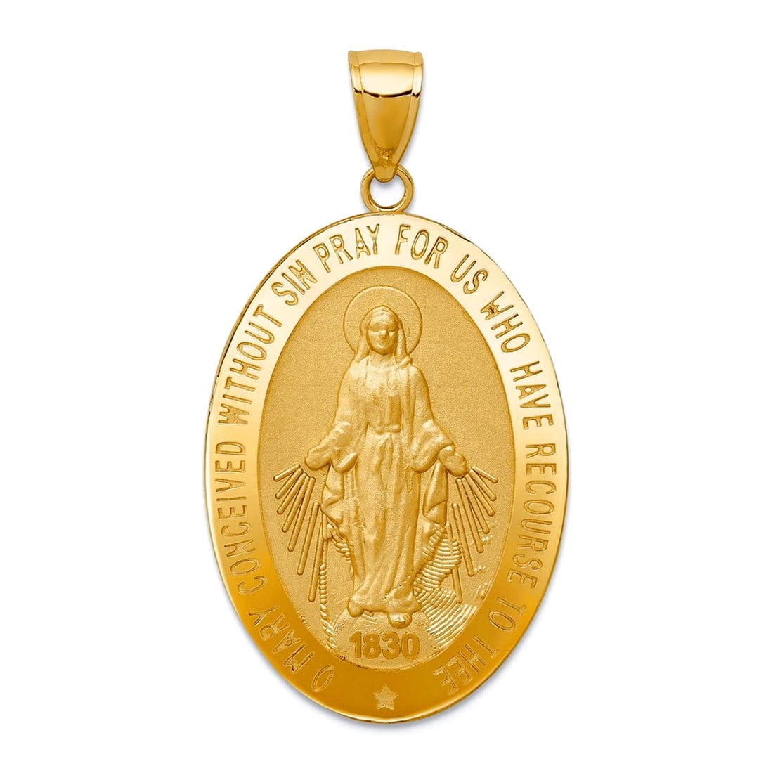 21mm 10k Solid Yellow Gold Immaculate Conception Medal Pendant Necklace ...